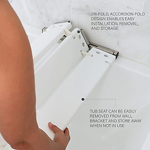 Malibu 29” x 15” Removable Tri-Fold Tub Seat, White Molded 4” Slats