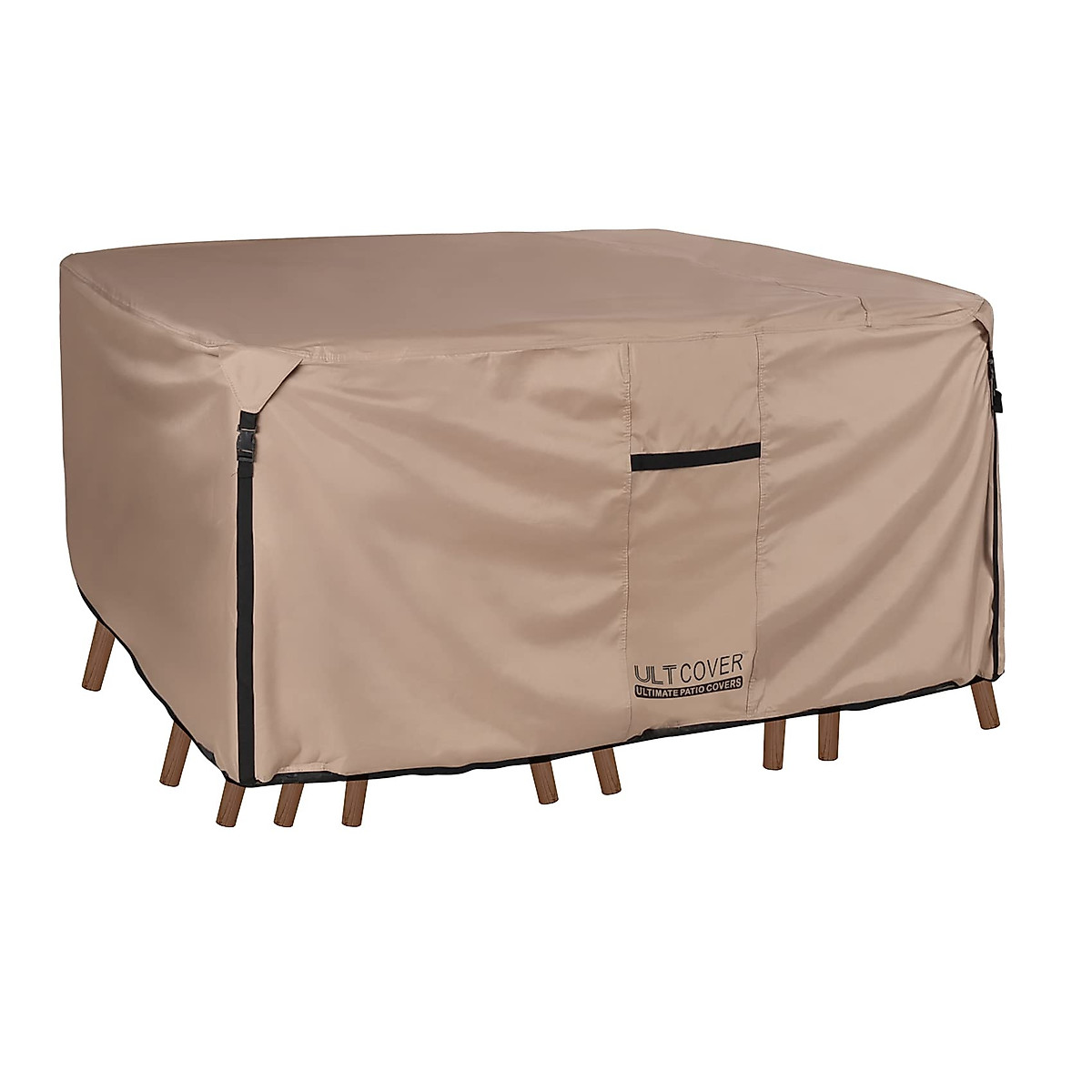 ULTCOVER Square Patio Heavy Duty Table Cover - 600D Tough Canvas Waterproof Outdoor Dining Table and Chairs General Purpose Furniture Cover Size 86 inch