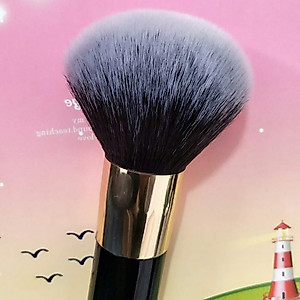 RN BEAUTY Makeup Brush Powder Brush Foundation Blush Bronzer Contour Face Blender Brush Professional Mineral Blending Buffing Kabuki Brushes Thick and Dense Soft Synthetic Fibers (Black&Golden Plus)