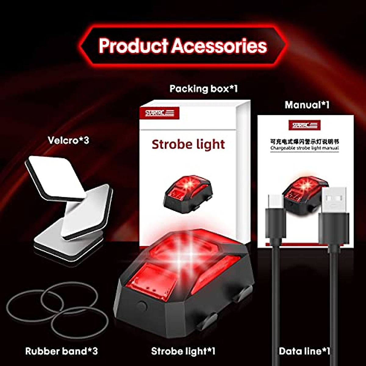 TOMAT Drone Strobe Lights FAA Anti-Collision Lighting Light Night Flight Lights with 4 Colors for DJI Mini 3 Pro/Air 2S/Mini 2/Mavic Air 2/Mavic Mini/Mavic Pro/FPV Quadcopters Accessories