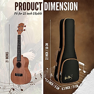 Flexzion Ukulele Gig Bag - Uke Backpack Storage Soft Case Waterproof w/Carrying Handle, Pocket & Adjustable Shoulder Strap, Music Accessories for Concert Tour Travel, Black, 26 in., Tenor