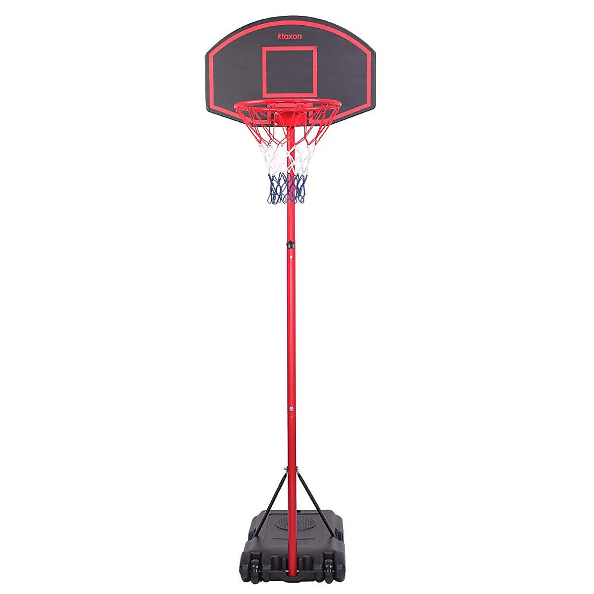 FCH Portable Basketball Hoop Height Adjustable Basketball Stand Backboard System for Kids Teenagers Youth w/Wheels Indoor & Outdoo (Red, Black)