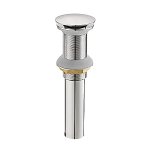 BWE Chrome Pop Up Sink Drain Fits Bathroom Standard Sink Hole 1-1/2" to 1-3/4"Bathroom Faucet Vessel Vanity Sink Drain Stopper Without Overflow