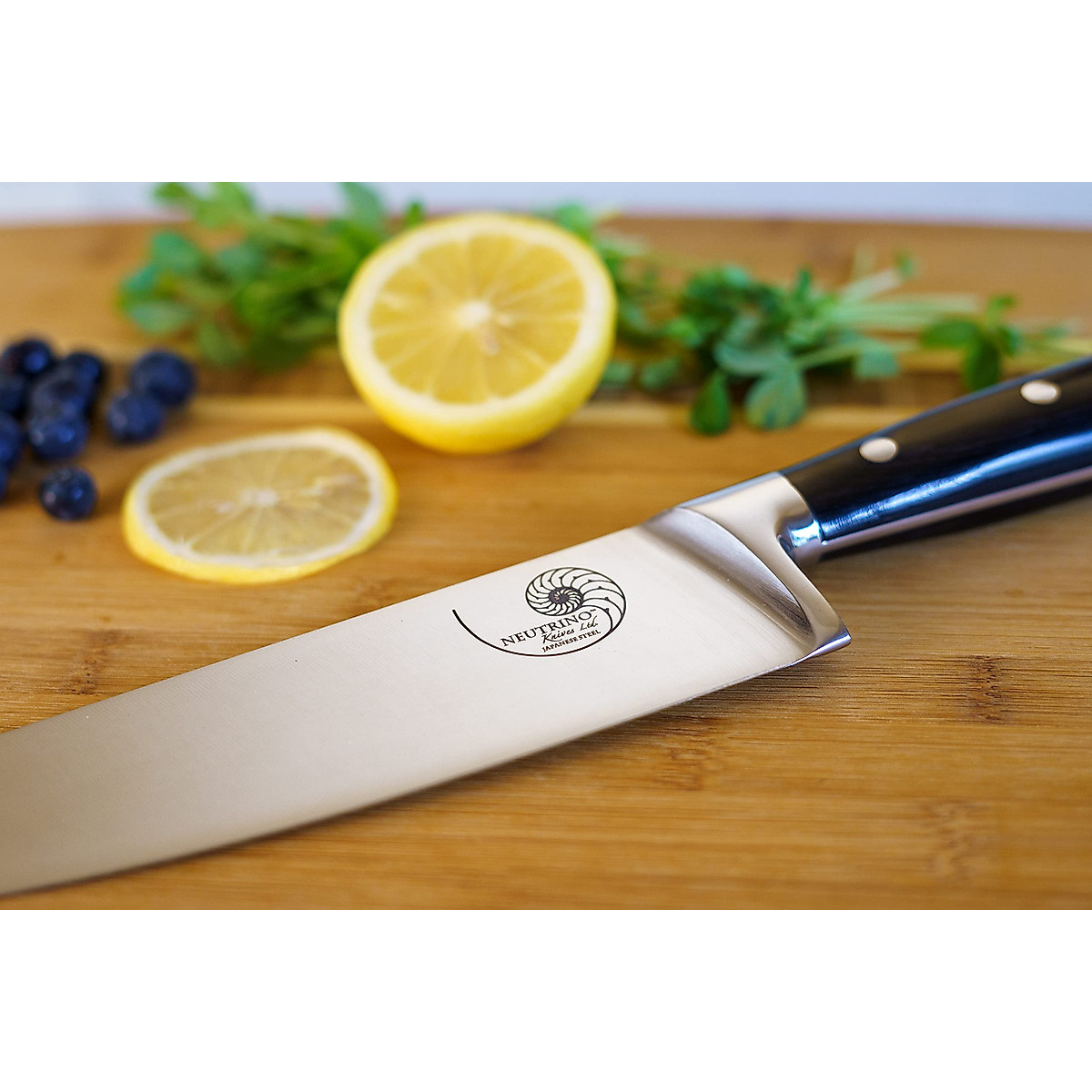 NEUTRINO Pro Chef Knife, 8-Inch Blade, High Carbon Japanese Stainless Steel, Full Tang Handle, Razor Sharp Kitchen Knife for Chopping & Dicing