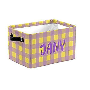 Foldable Personalized Basket Toy Box for Boys Girls Waterproof Custom Storage Baskets Bin with Name Closet Shelf Nursery Customized Boxes Cubes Organizer with Handles, 1 Pack