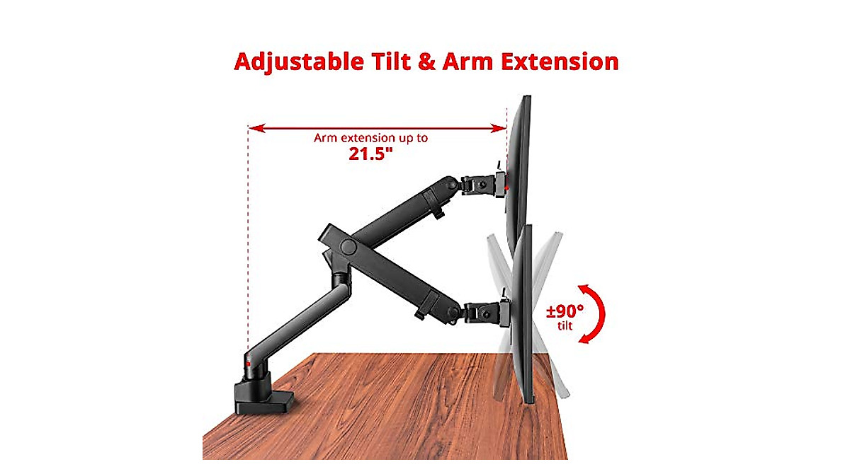 SIIG Dual Monitor Arm - Adjustable Height Desk Mount