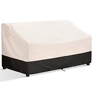BOLTLINK Patio Furniture Covers Waterproof, Heavy Duty 3-Seater Outdoor Sofa Cover Fits up to 85W x 37D x 35H inches, White & Black