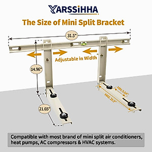 Yarssihha Mini Split Wall Mounting Bracket for Universal 7000-36000 BTU Ductless Air Conditioners Heat Pumps, Outdoor Heavy Duty Adjustable Wall Mount AC Bracket, Max Load: 400LBS