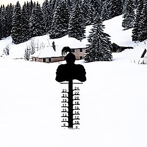 Snowflake Snow Measuring Instrument Snowmobile Snow Measuring Instrument Metal Snow Measuring Ruler Outdoor Garden Ornaments Vinyl Fence Post Bracket (Black, One Size)