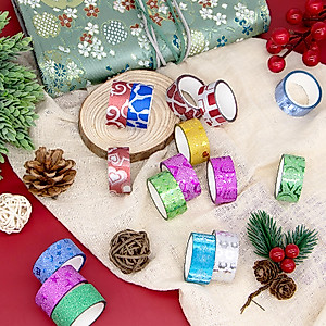 MPOPUUL Glitter Washi Tape Set 60 Rolls, Washi Masking Decorative Tapes for Journaling DIY Decor Planners Scrapbooking Adhesive School/Party Supplies