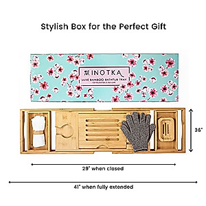 Bathtub Tray for Bath, Extendable Luxury Bamboo Bath Caddy Tray for Bathtub, Spa Organizer, Bath Table for Tub