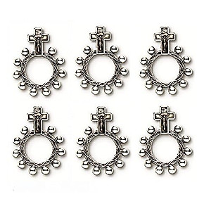 Generico Rosary Ring Silver Oxidized Double Sided 6 Pack 100% Made in Italy