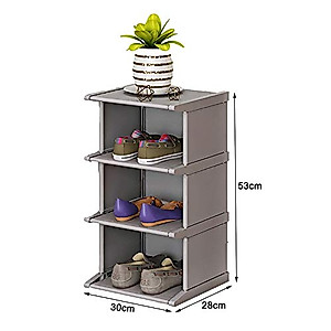 3 Tier Vertical Shoes Rack Storage Stand, Multifunctional Shoe Organizer Shelf Closet Holder, Shoe Cabinet for Doorway/Entrance/Living Room/Dormitory, Gray, 30×28×53cm