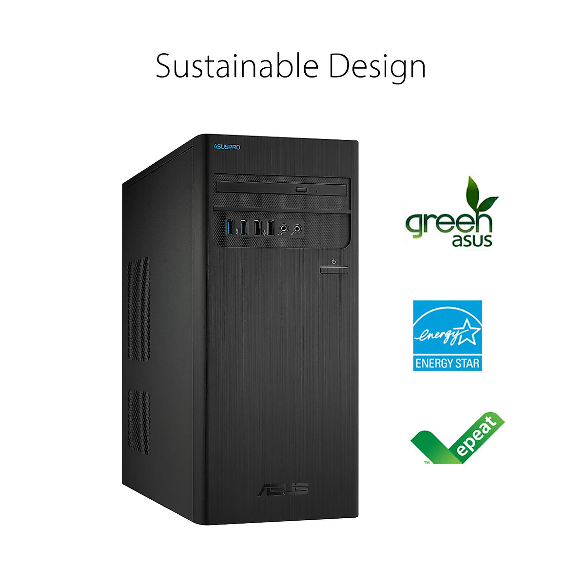 ASUS D340MC Desktop PC, Intel Core i5-8400, 8GB DDR4 RAM, 512GB PCIe SSD, Windows 10 Home, Black, D340MC-DH501