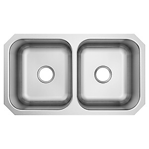 Moen GS18212 1800 Series 31.75-inch 18 Gauge Undermount Double Bowl Stainless Steel Kitchen Sink, Satin Stainless