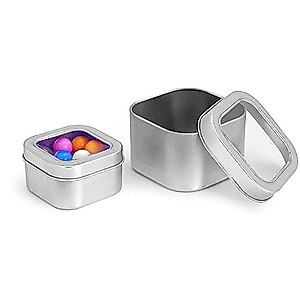 Nakpunar 6 pcs Clear Top Square Tins - 4 oz
