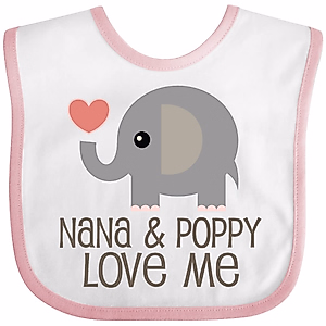 inktastic Nana and Poppy Love Me Baby Bib White and Pink 3042d