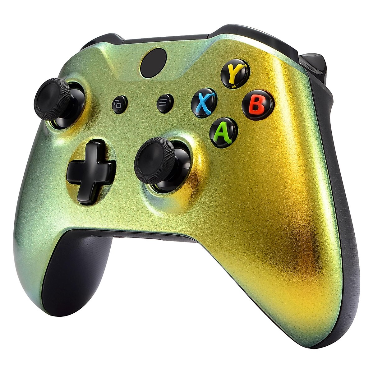 eXtremeRate Gold Green Faceplate Cover for Xbox One Wireless Controller Model 1708, Chameleon Custom Replacement Front Housing Shell for Xbox One S & Xbox One X Controller - Controller NOT Included