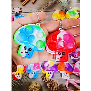 30 Packs Mini Backpack Pop Fidget Bubble Toys, Bulk Mushroom Classroom Students Prizes Birthday Party Favors Gifts