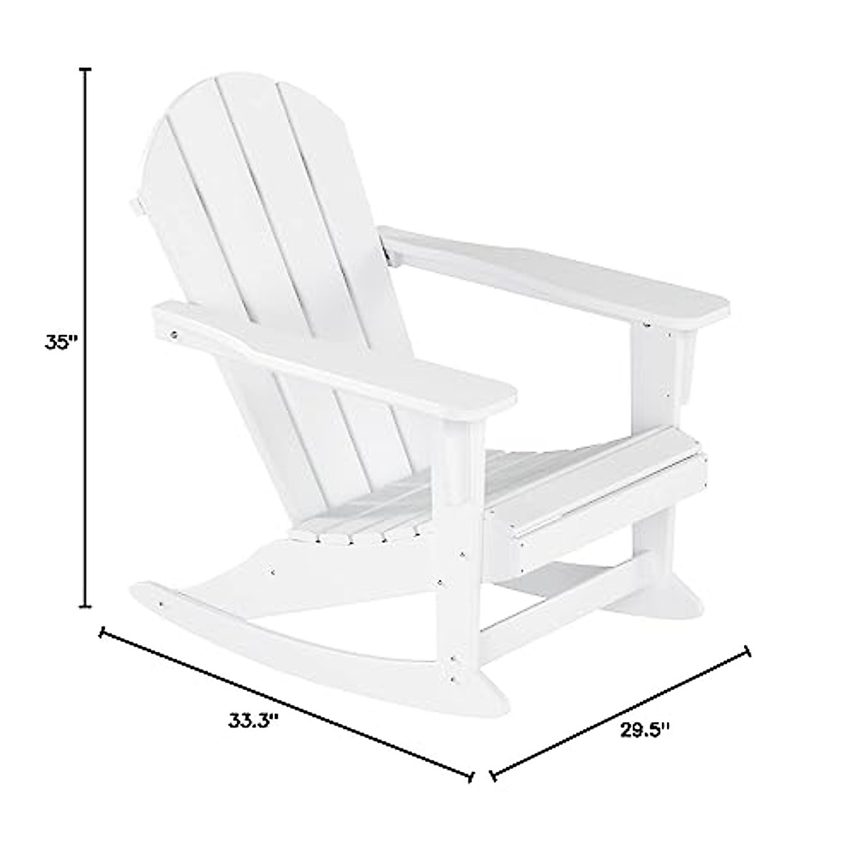 WO Home Furniture Patio Rocking Chair Classic Outdoor HDPE UV Weather Resistant (White)