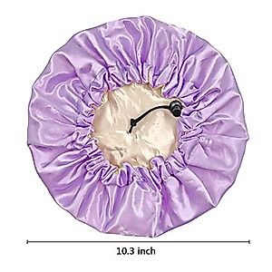 3 Pieces Kids Satin Bonnet Night Sleep Caps, Adjustable Sleeping Hat Soft Silk Flower Night Hats for Natural Hair Teens Toddler Child Baby Reversible Double