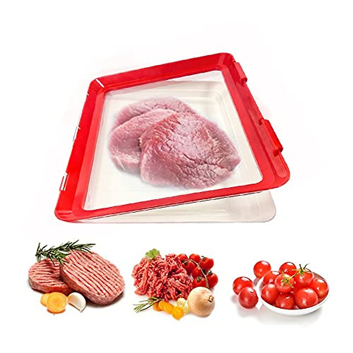 Vacuum Food Container Food Preservation Tray Fresh-keeping Meat Dishes Refrigerator Storage Container Kitchen Storage Tray 2PCS