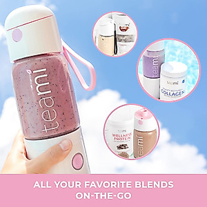 Teami MIXit Portable Blender 2.0 - USB Rechargeable, 18.6oz, GLASS - Use at the Office or Gym - 30 Seconds for Smoothies and Protein Shakes, Personal Blender with 6 Powerful Blades (Baby Pink)