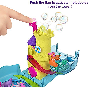 Polly Pocket Bubble Aquarium Playset with Polly & Mermaid Micro Dolls, 2 Bubble-Making Features, Bubble Solution & 18 Accessories, Pop & Swap Pieces