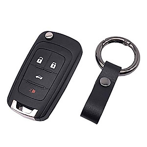 Key Fob Cover Case Shell with Keychain Fit for Chevrolet Chevy Cruze 2010 2012 2011 2014 Camaro Impala Aveo Epica Lova Keyless Entry Flip Remote Car Key Housing (1)