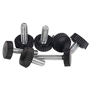 M5x8mm Male Thread Thumb Screw Knobs,Grip Thumb Screw,Threaded Knurled Knobs Grip,Round Head Clamping Knobs (20 Pcs Black）