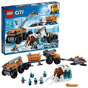 City Arctic Mobile Exploration Base Toy, Crane Vehicle Platform & Trailer, Construction Toys for Kids