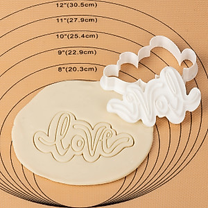 Flycalf Love Cookie Cutters with Plunger Stamps Handle Baking Dough Tools Wedding Cake Shapes PLA Accessories Cutter Molds for Birdesmaid Decorative Party 3.5" Kitchen Supplies