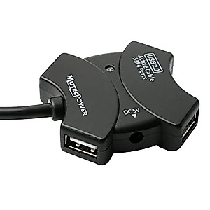 MutecPower 16.5 ft (5m) USB 2.0 Active Extension Cable with 4-Port USB Hub and extention chipset - USB Male to Female Cord/Repeater Cable 16.5 Feet Black