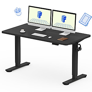 FLEXISPOT EC1 Stand Up Desk 55 x 28 Inches Workstation Home Office Computer Standing Table Height Adjustable Desk (Black Frame + 55" Black Top 2 Packages)
