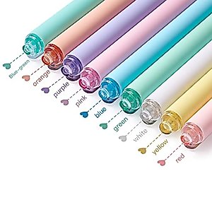 Ddaowanx Colored Gel Pens,9 Colors Retractable Gel Ink Pens, Pastel Retractable Pretty Journaling Pens, Medium Point 0.7 mm Gift Pens,Cute Highlighters School Supplies Aesthetic Pens