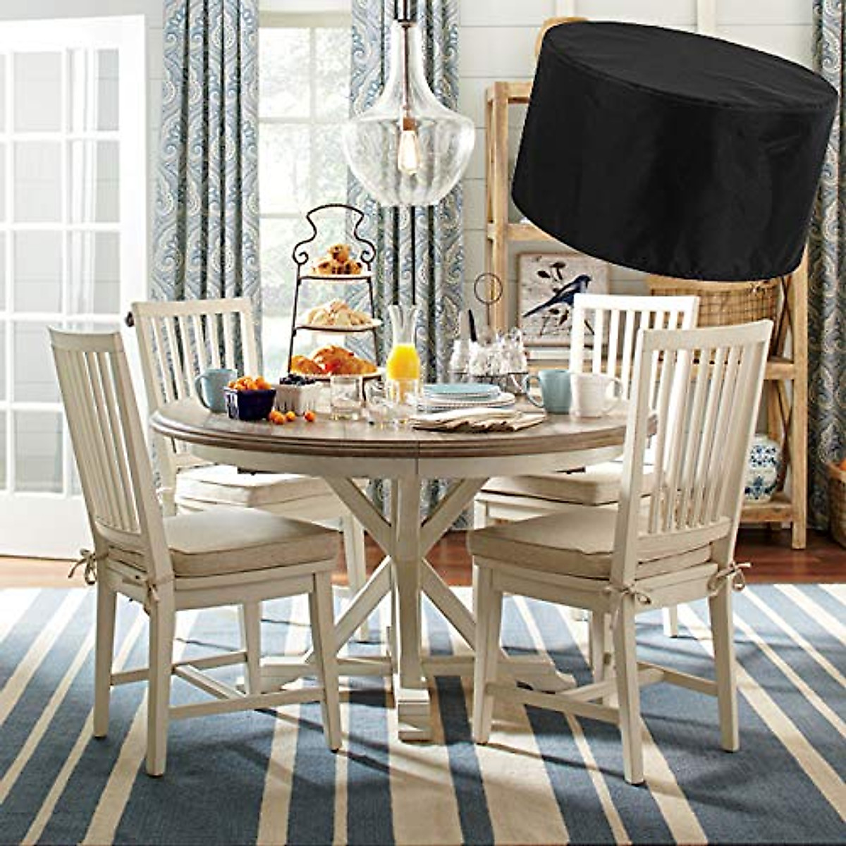 XYXH Round Patio Table Cover 53" D x 31" H, Outdoor Garden Furniture Covers, Patio Furniture Covers Waterproof, Durable Breathable Oxford Fabric Anti-Rain Anti-Snow Sun Protection