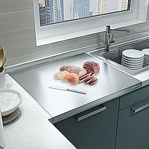 KORVOS 304 Cutting Boards, Large Stainless Steel Cutting Chopping Boards, Heavy Duty Baking Board with Lip for Kitchen, Pastry Board for Meat, Vegetables, Bread (size:23.6" X 19.6")