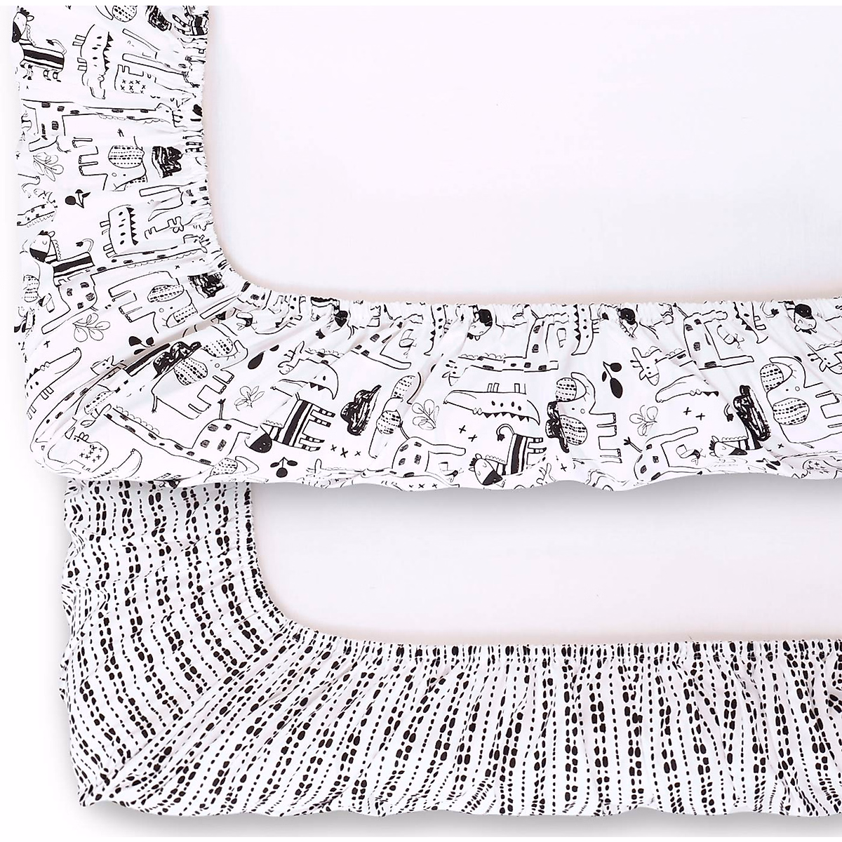 Lyzelre Baby Fitted Crib Sheet,Kawaii Bunnies Ice Cream and Candies Doodle Style Cartoon Drawing Abstract Microfiber Silky Soft Toddler Mattress Sheet Fitted,28"x 52"x 8'',Baby Sheet for Boys Girls