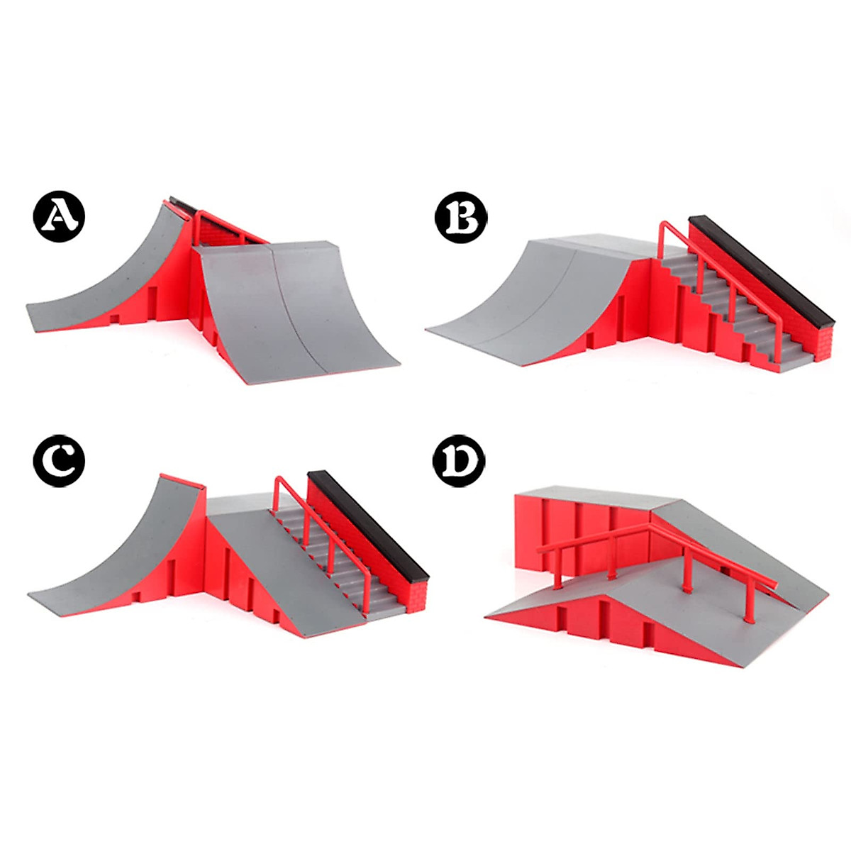 Almencla Skateboard Ramp Kit Toys Rail Parts Starter Kits Ramp Toys Novelty Finger Skateboard Mini Scooter for Party Training Finger Coordination, C