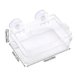 Hffheer Reptile Feeder Anti-Ese Amphibians Feeder Dish Food Water Bowl Translucent Feeding Basin with Suction Cup for Tortoise Gecko Snakes Lizard