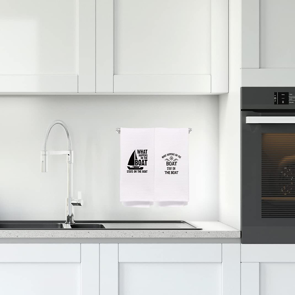 NEGIGA What Happens On The Boat Stays On The Boat Kitchen Towels and Dishcloths Sets 24x16 Inch Set of 2,Boat Compass Decor Decorative Dish Hand Tea Bath Towels for Kitchen Bathroom,Sailors Gifts