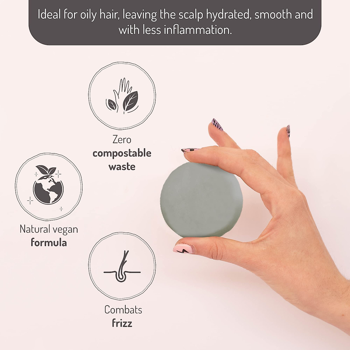 Ruh Natural Shampoo Bar for Oily Hair, Handmade Sulfate Free Shampoo Bars with Bentonite Clay and Gardenia Sent, Vegan and Zero-Waste Eco-Friendly, Silver (1ct)