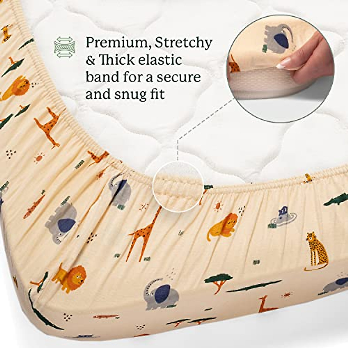 Premium Fitted Bassinet Sheet - Pack of 1 for Standard Bassinets, 100% Soft Organic Cotton, One Size Fits All - Baby Bassinet Sheets for Baby Boy and Baby Girl, Breathable, Stretchy & Durable