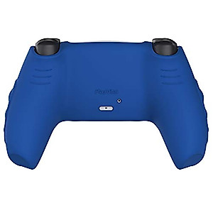 PlayVital Knight Edition Blue & Black Two Tone Anti-Slip Silicone Cover Skin for ps5 Controller, Soft Rubber Case for ps5 Wireless Controller with Thumb Grip Caps