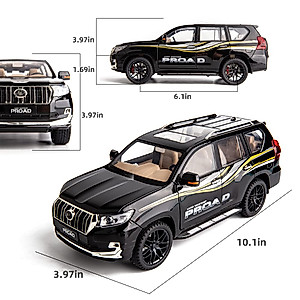 WAKAKAC 1/18 Scale Model Car Prado Alloy Diecast Collectible Model Vehicle Pull Back with Light and Sound Toy Car for Boys(Black)