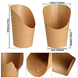 Honeydak 150 Pieces French Fry Cups Holder Charcuterie Cups Disposable Snack Cups Take-out Party Baking Supplies Popcorn Boxes Paper Cones for Wedding Birthday Party Baby Shower (14oz), Brown