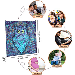 ALAZA Cute Abstract Owl and Psychedelic Ornate Pattern Chair Pad Seat Cushion for Office Car Outdoor Indoor Kitchen, Soft Memory Foam, Back Pain, Coccyx & Sciatica Relief, 15.7x15.7 in
