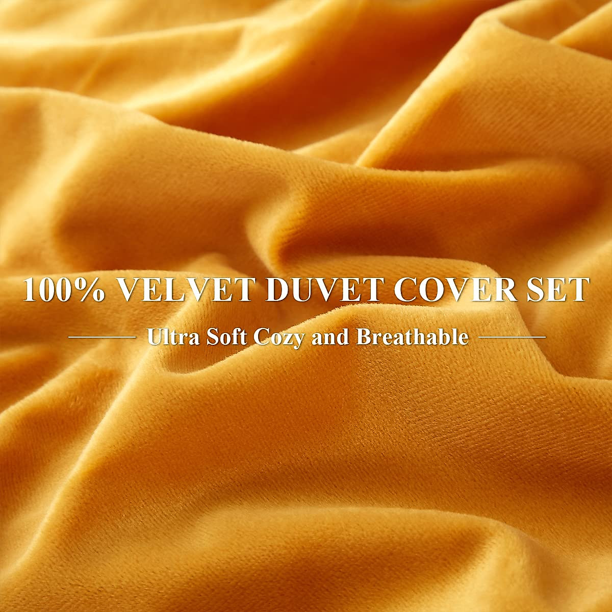 Ivellow Velvet Duvet Cover Queen Set Gold Velvet Duvet Cover Queen Velvet Comforter Cover 3Pcs Ultra Soft Duvet Cover Breathable Solid Luxury Flannel Velour Duvet Cover Zipper Closure Corner Tie
