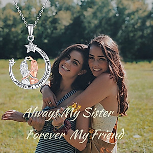 Fryneauy Sister Gifts from Sister Sterling Silver Sister Necklace Sister Pendant Necklace Jewelry Birthday Gifts for Sister Female Women