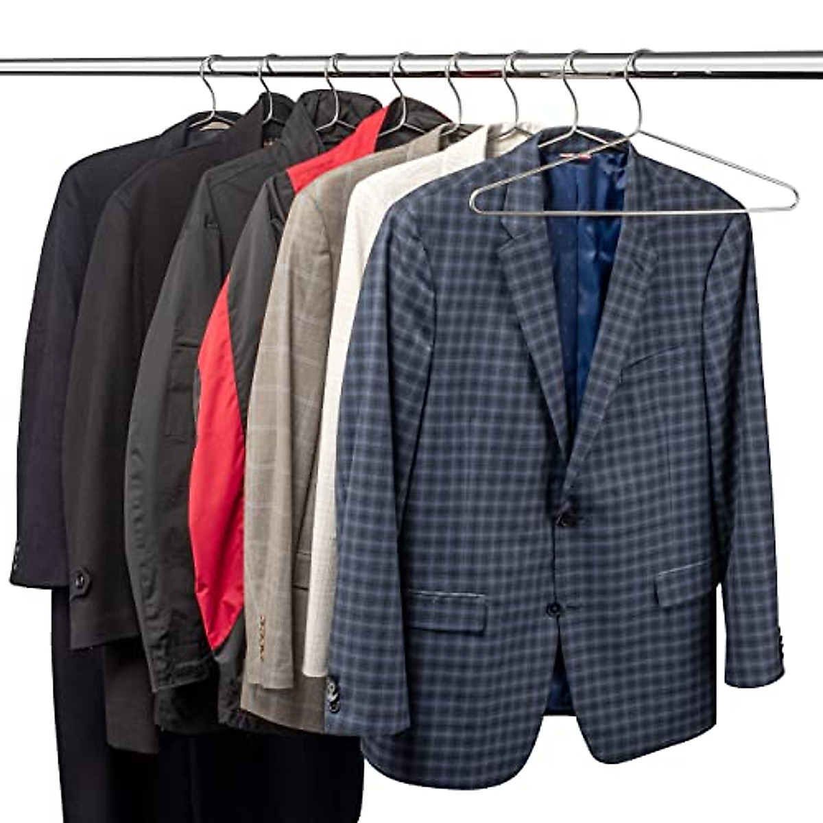 USTECH Strong Metal Clothes Hanger Set | Heavy Duty Coat, Pant, and Suit Standard Hangers | Keep Your Clothes Organized and Wrinkle-Free | Pack of 48